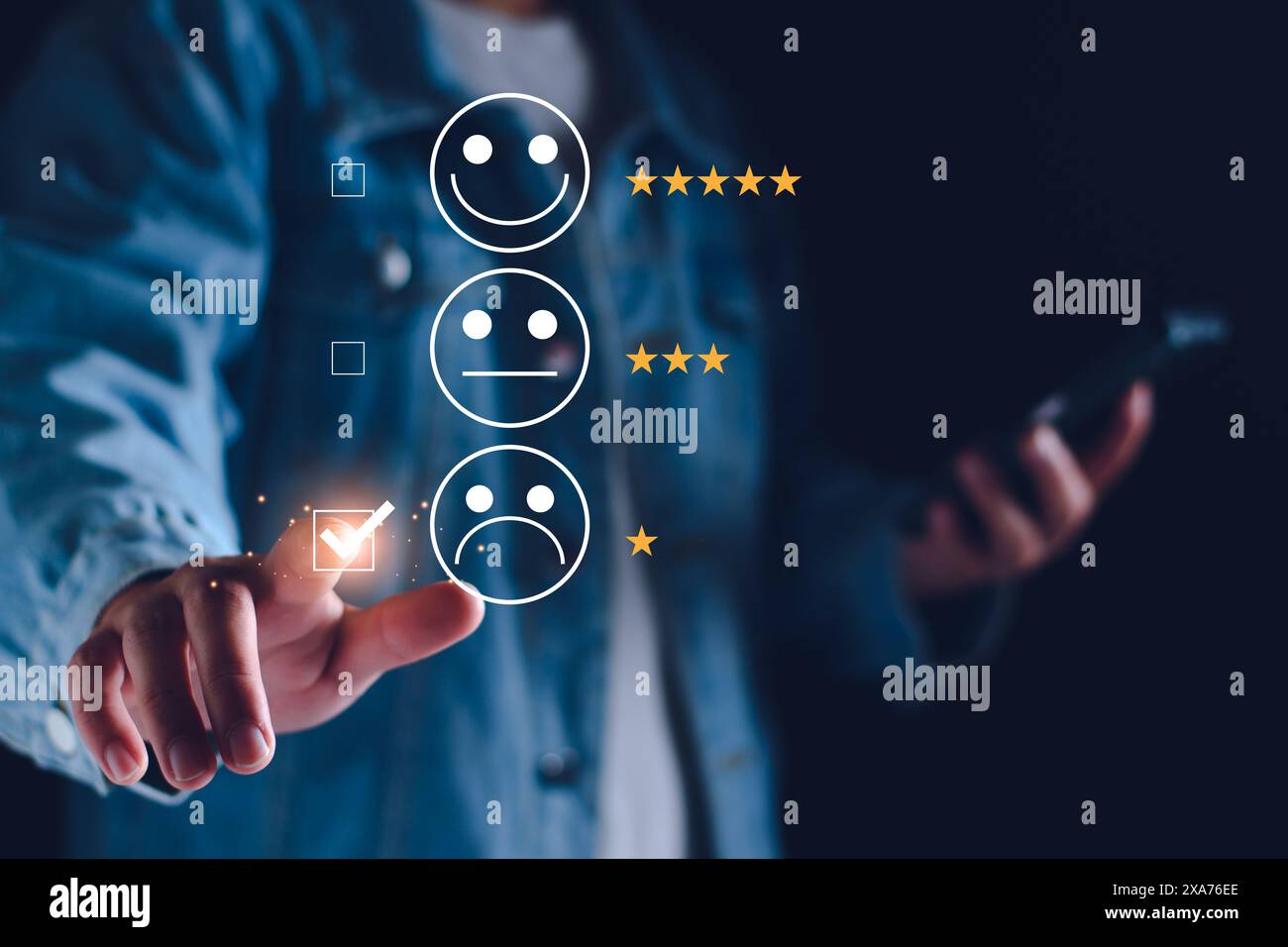 Bad service concept. Customer rating low satisfaction, unhappy customer ...