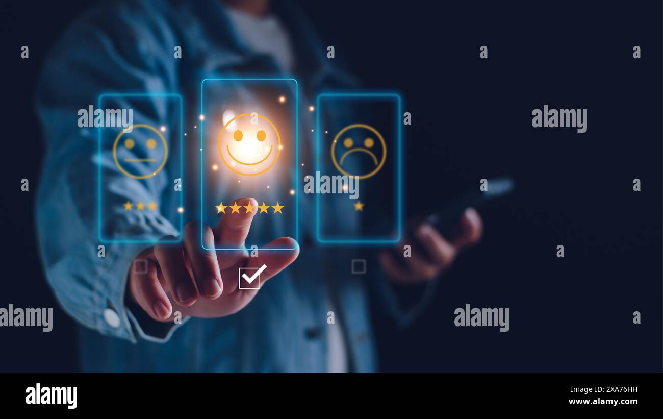 Customer service and Satisfaction ,business man giving Feedback ...