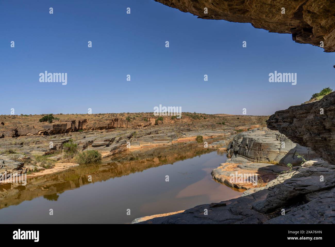 North Africa, Morocco, Guelmim, Oued Noun, river with interesting rock ...