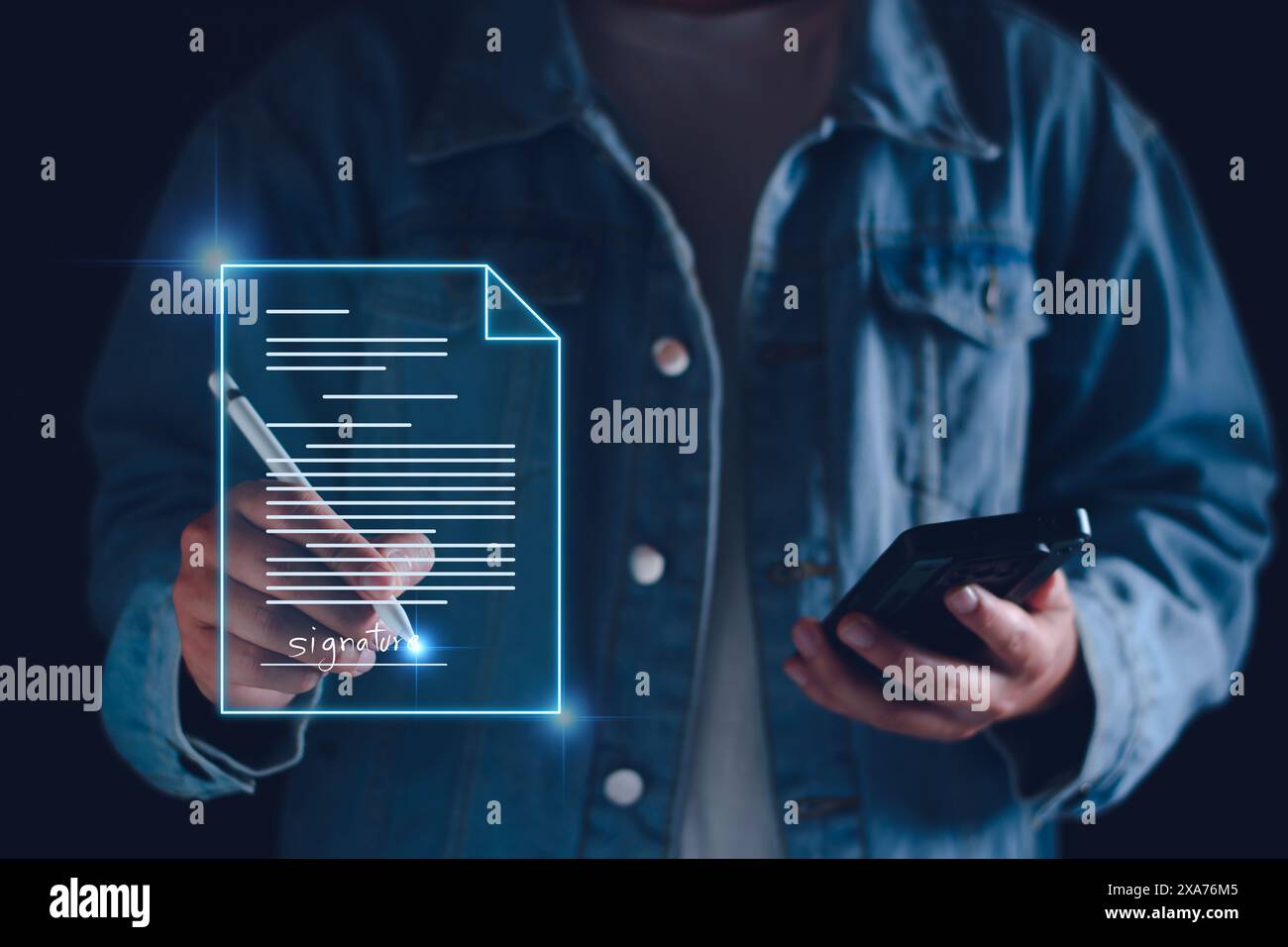 Electronic signature business concept. Business people are electronic ...