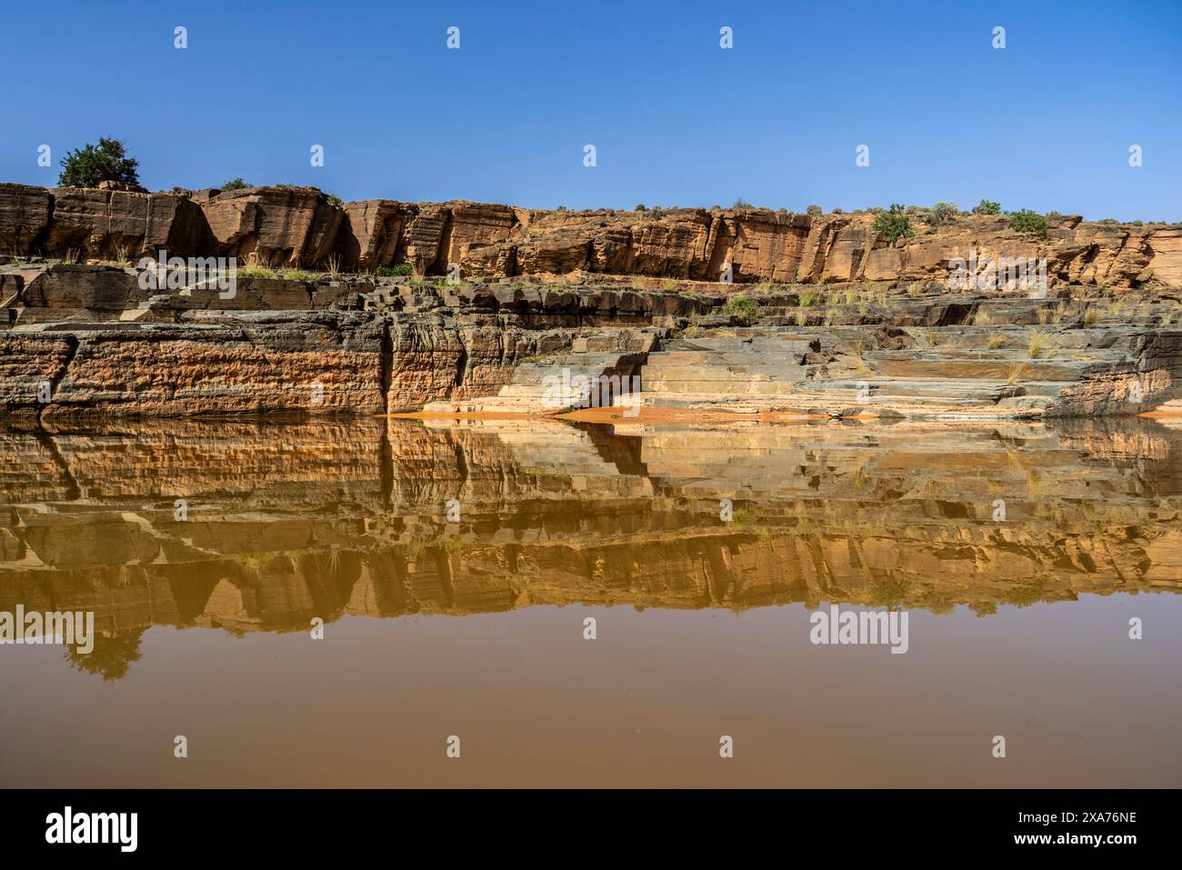 North Africa, Morocco, Guelmim, Oued Noun, river with interesting rock ...
