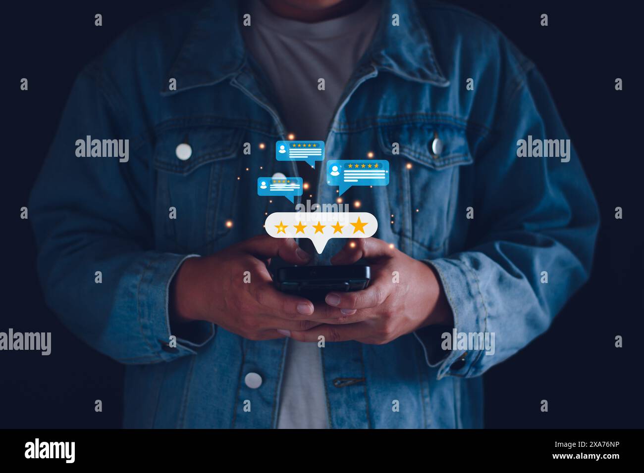 Customer service and Satisfaction ,business man giving Feedback ...