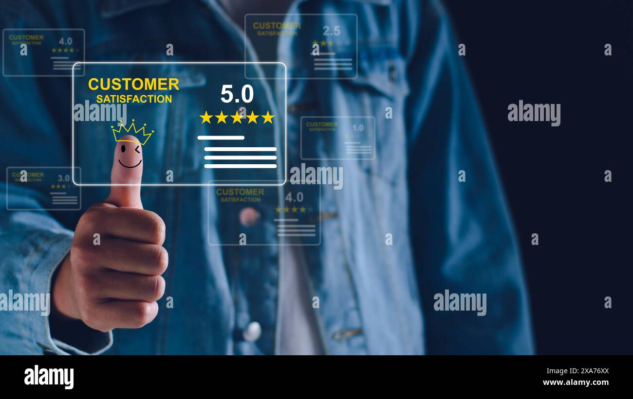 Customer review service and Satisfaction ,business man giving Feedback ...