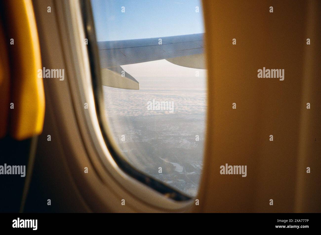 Airplane window view showing wing hi-res stock photography and images ...