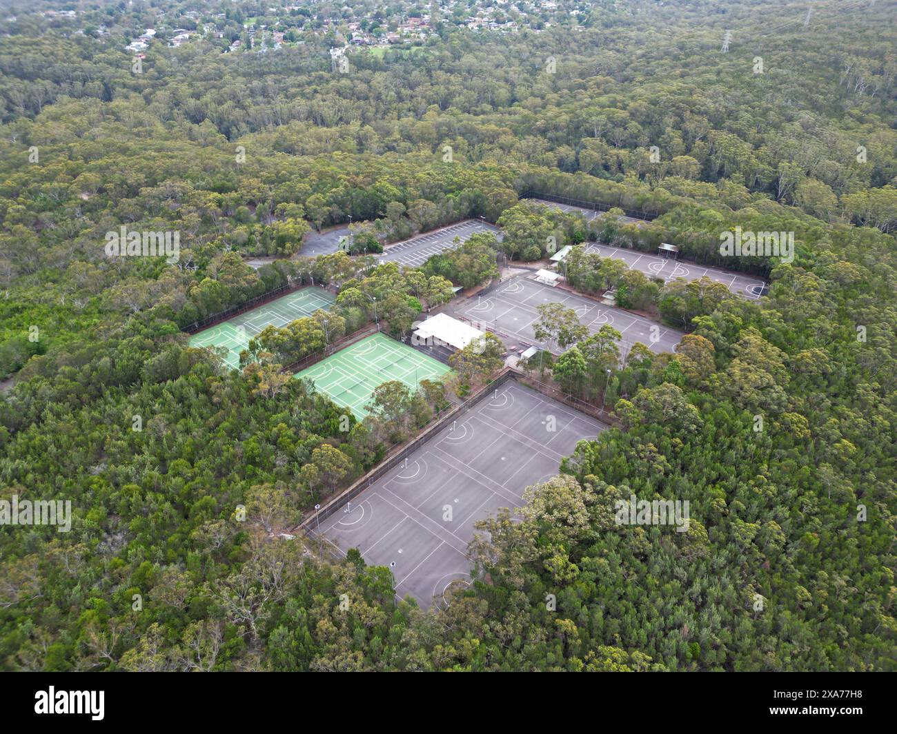 An aerial view of Ku-ring-gai Netball Association in South Turramurra ...