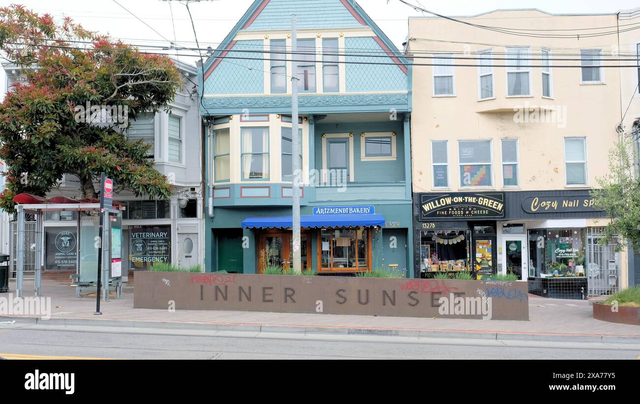 Inner Sunset sign on 9th Avenue between Judah and Irving, near Golden Gate Park in San Francisco ...