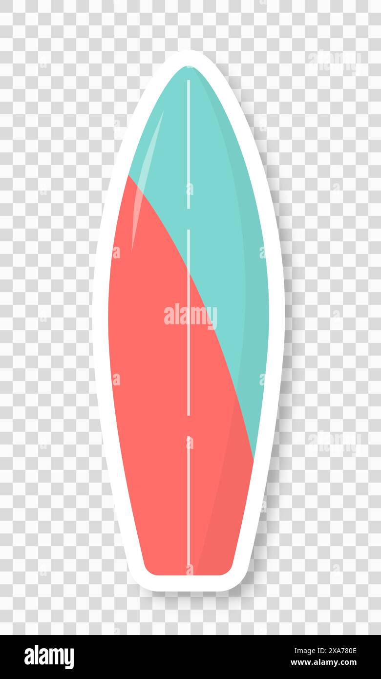 A surfboard on a transparent background. A sticker with a clipboard ...