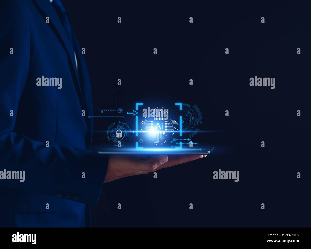 Ai for business concept. Artificial Intelligence, AI. businessman using ...