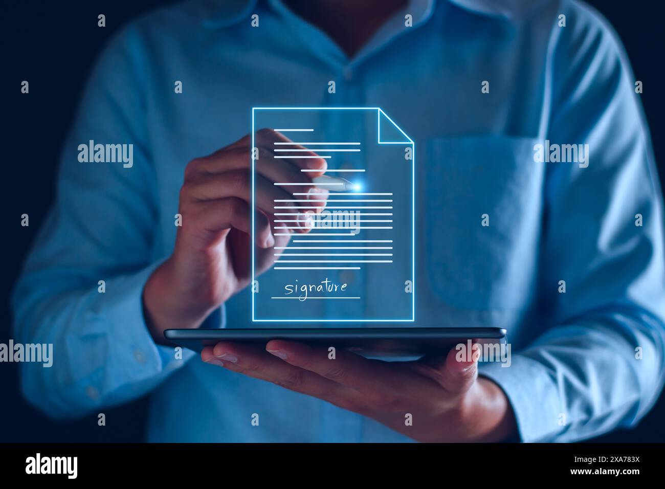 Electronic signature business concept. Business people are electronic ...