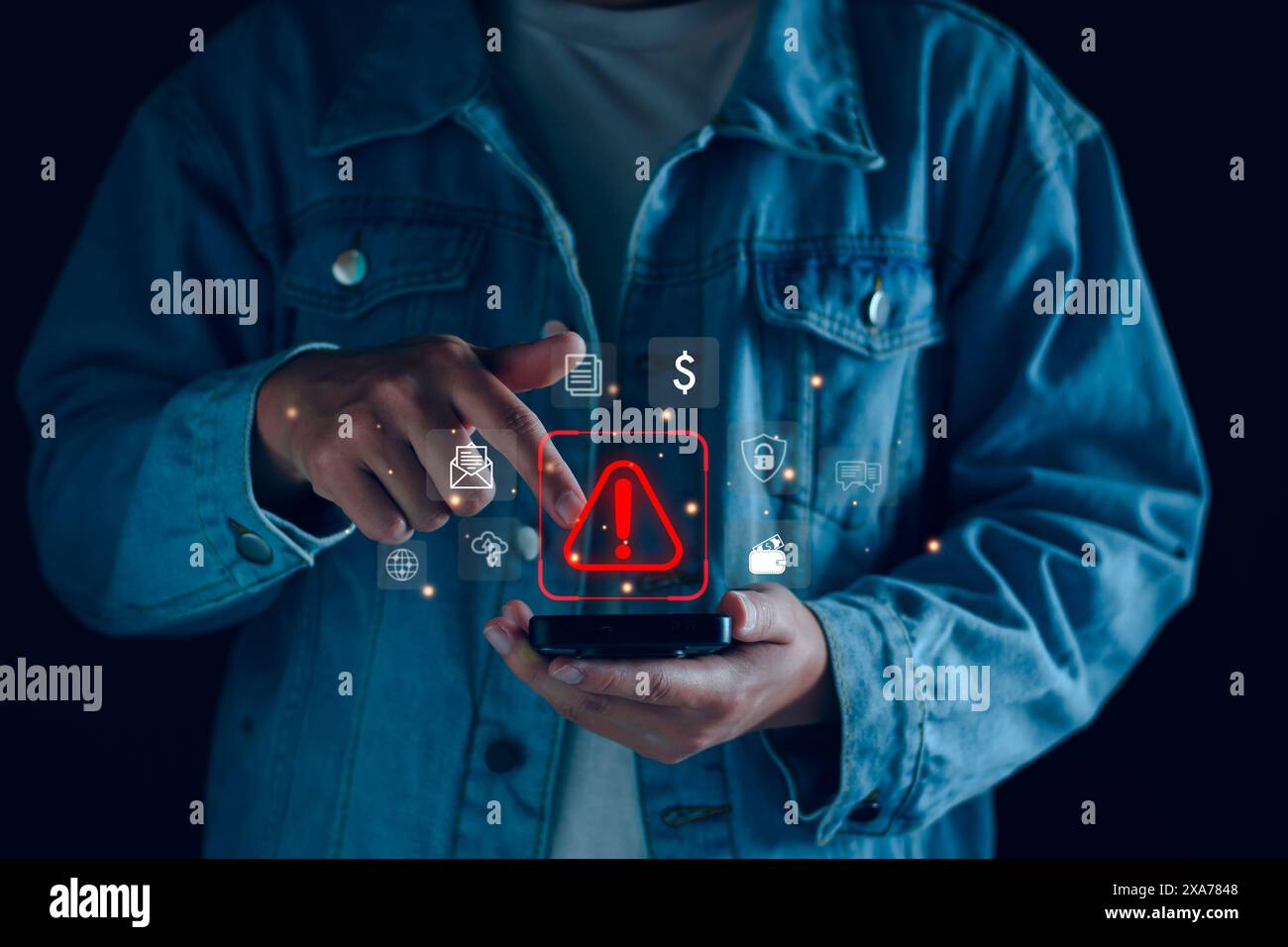 System Warning Hacked Alert Cyber Attack On Computer Network Programmer Businessman Staff