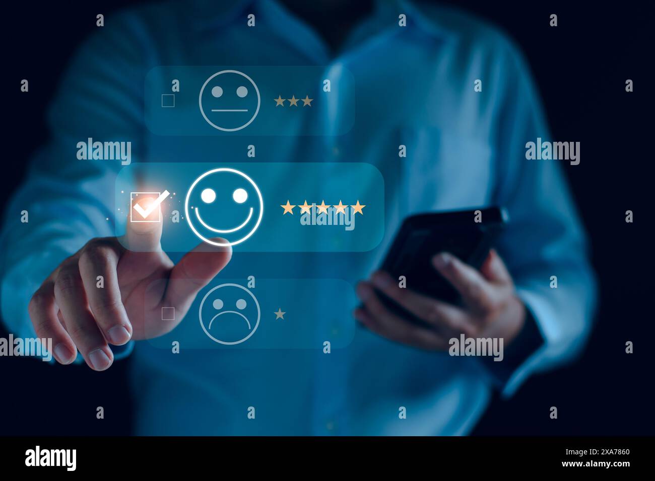 Customer service and Satisfaction ,business man giving Feedback ...