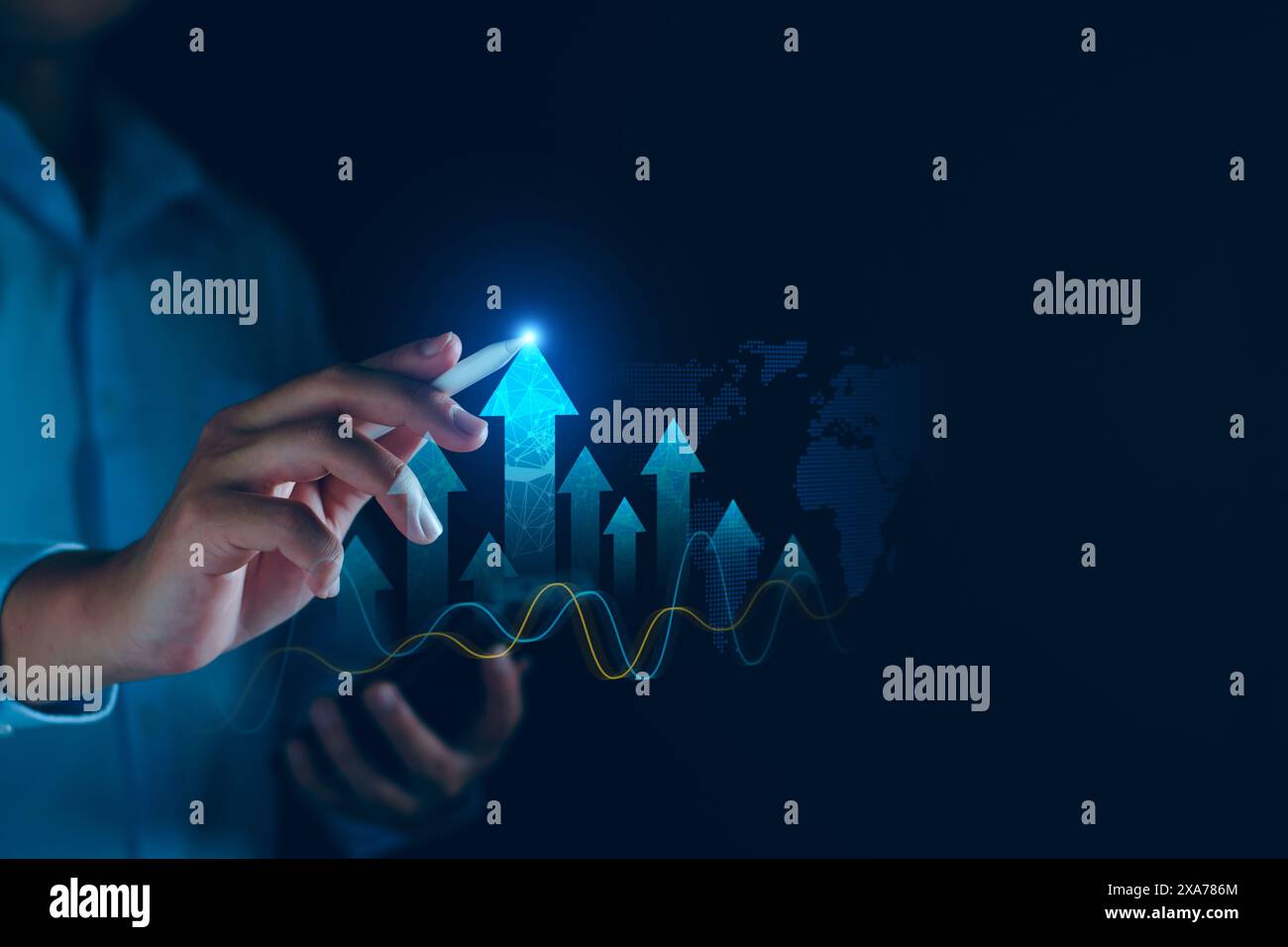 Business Growth and development chart of company. arrows pointing up ...