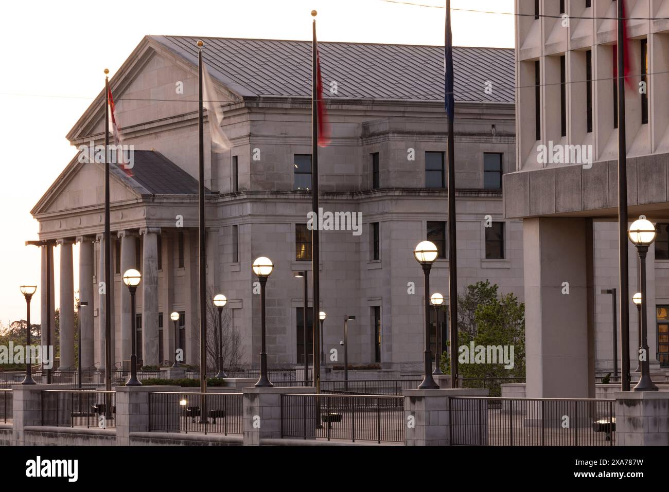 Jackson, Mississippi, USA - April 23, 2024: Twilight light shines on ...