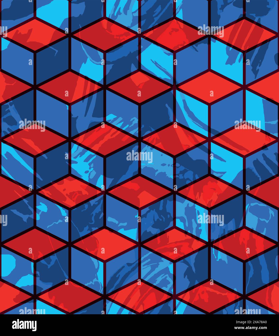 Beautiful modern red and blue cube grid with water color effect ...