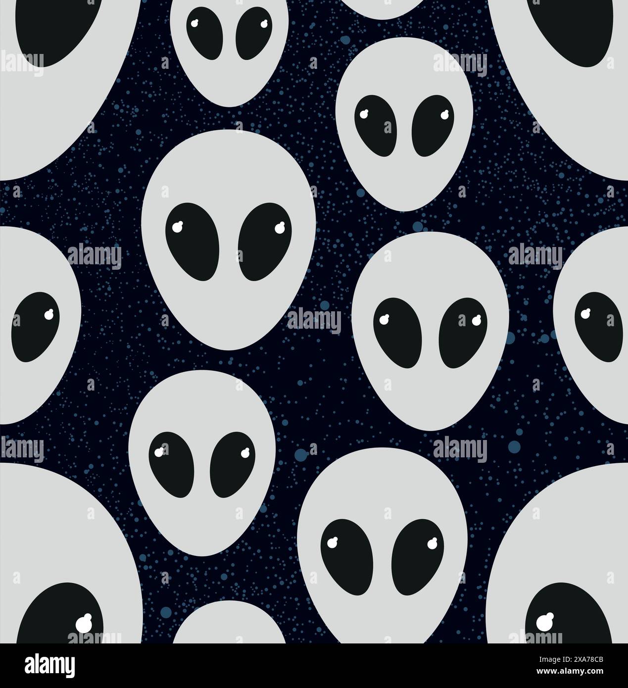 Grey alien heads seamless pattern with universe background Stock Vector ...