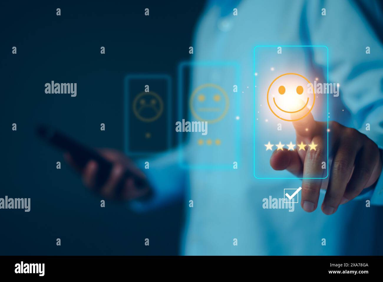 Customer service and Satisfaction ,business man giving Feedback ...