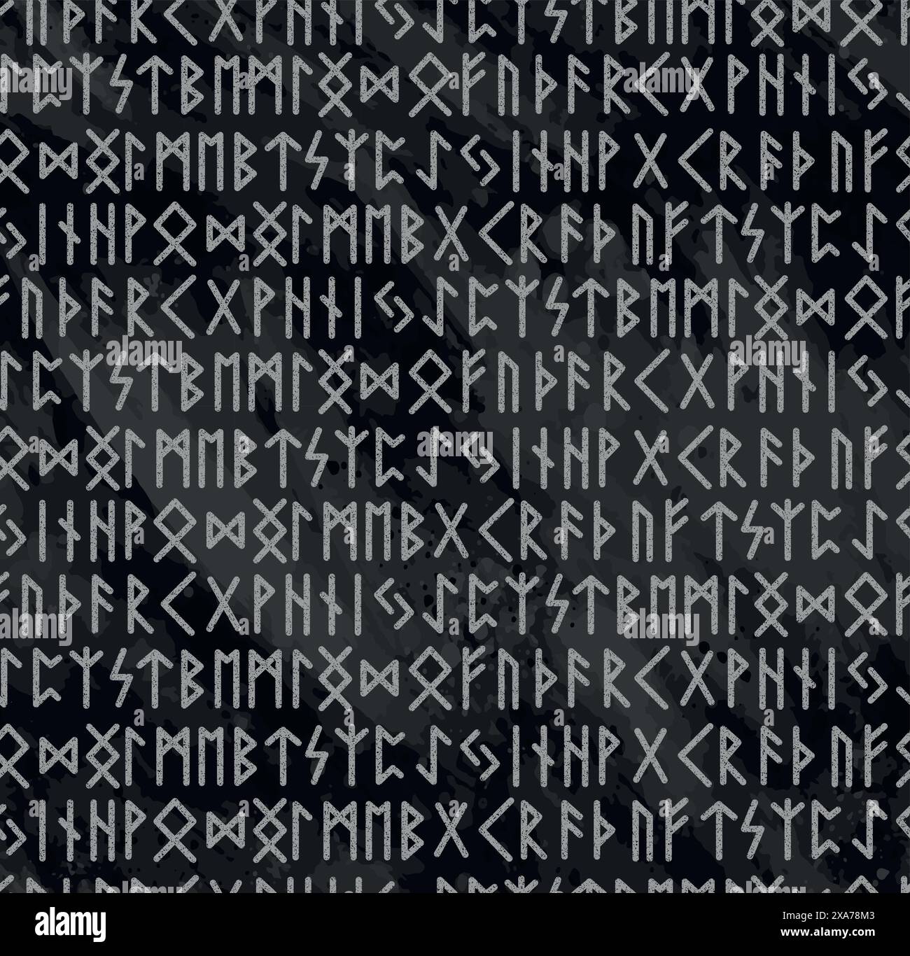 Grey ancient viking runes alphabet pattern over a dark water color ...