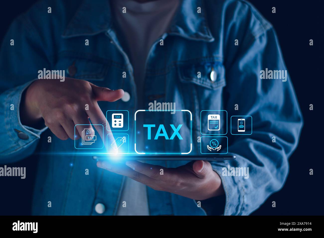 Tax deduction planning concept. Businessman calculating business ...