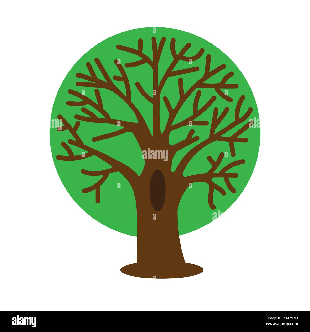 Tree icon design. Brown trunk and branches. Green circular background ...