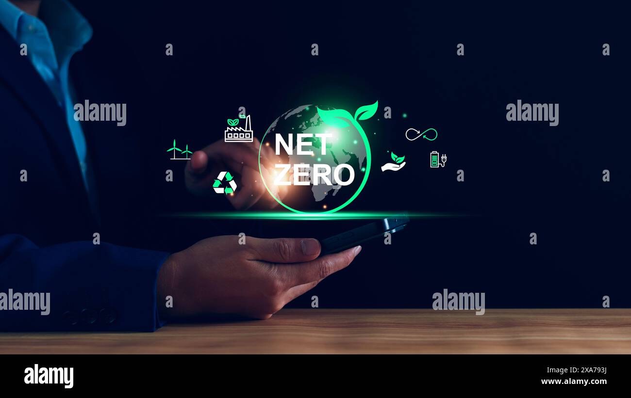 Net zero by 2050. Carbon neutral. Net zero greenhouse gas emissions ...