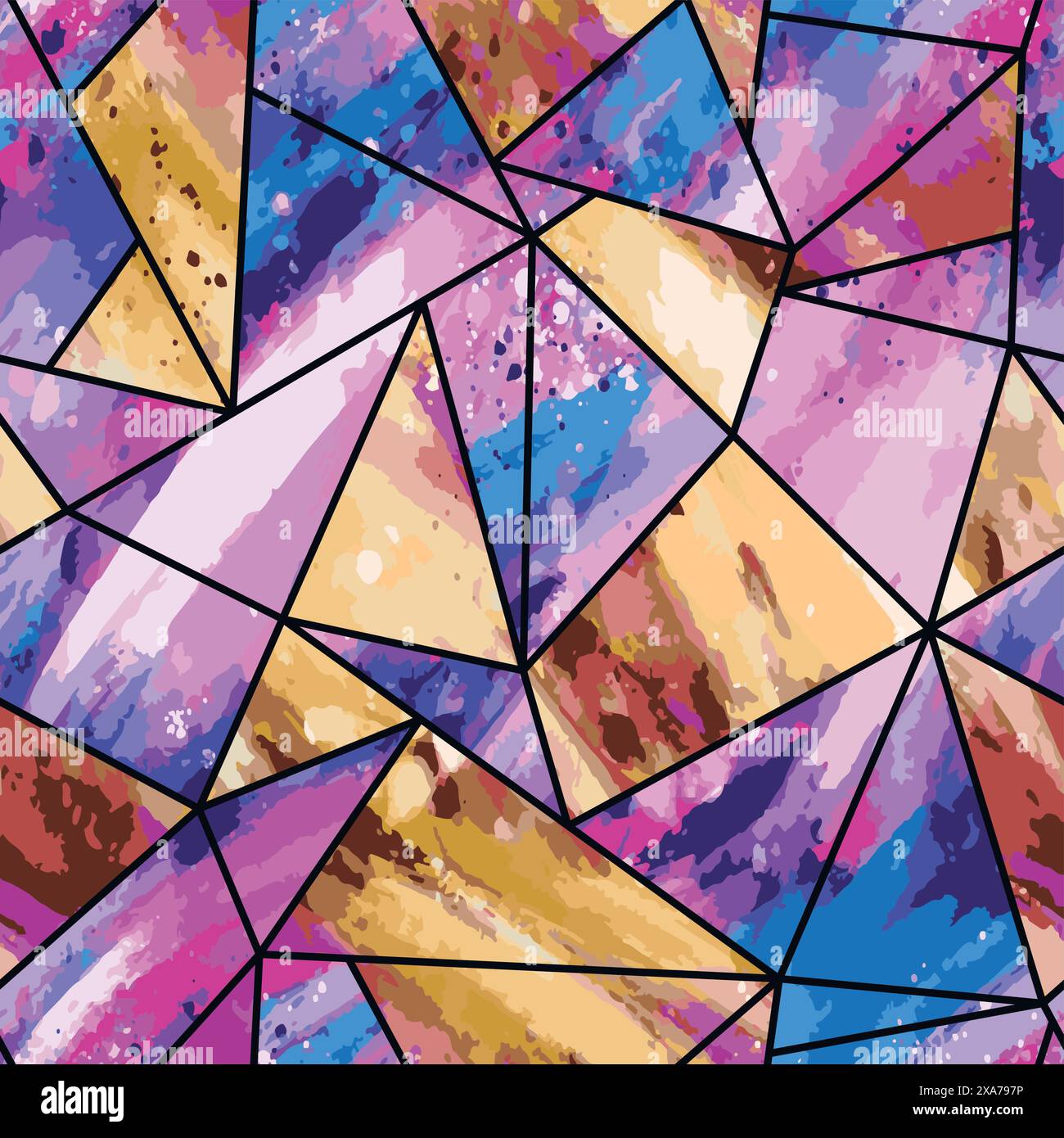awesome water color collage seamless pattern with triangles Stock ...