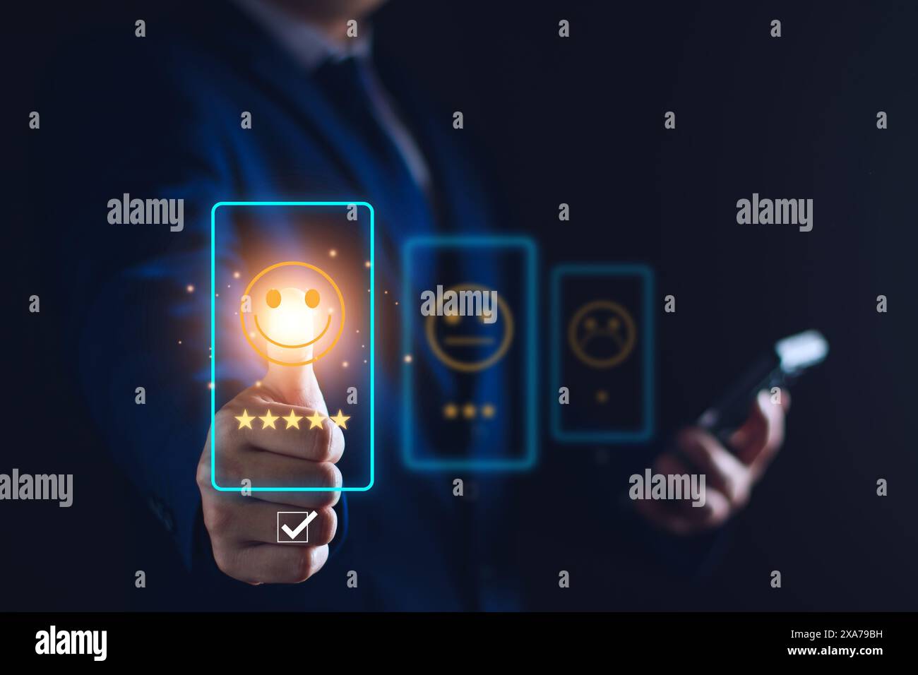 Customer service and Satisfaction ,business man giving Feedback ...