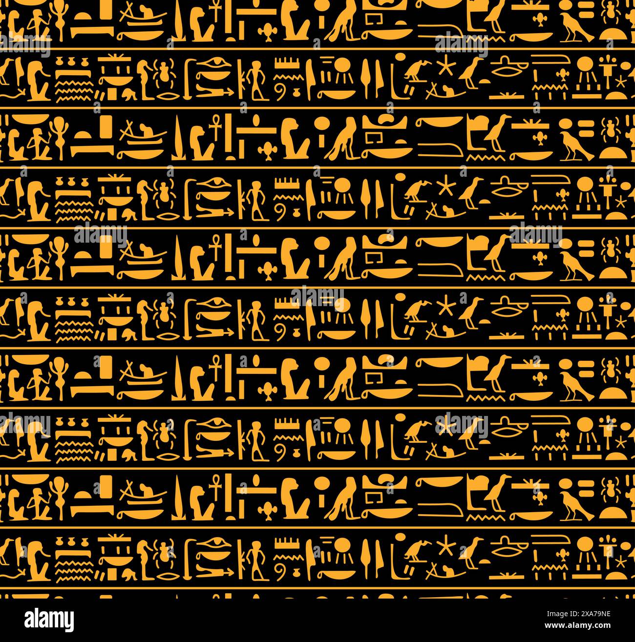 amazing ancient egyptian yellow hieroglyphs over black background ...