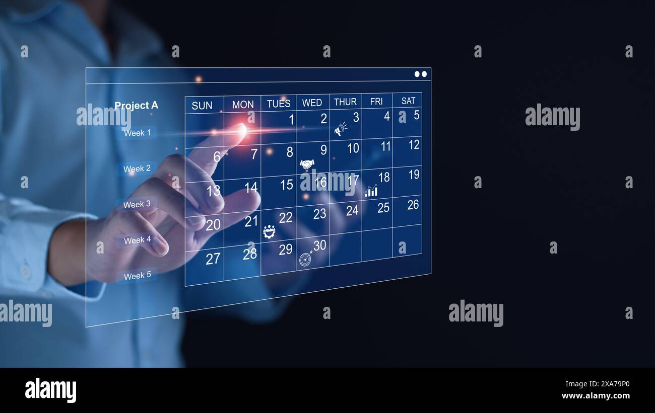 Work planning and business project management concept, virtual calendar ...