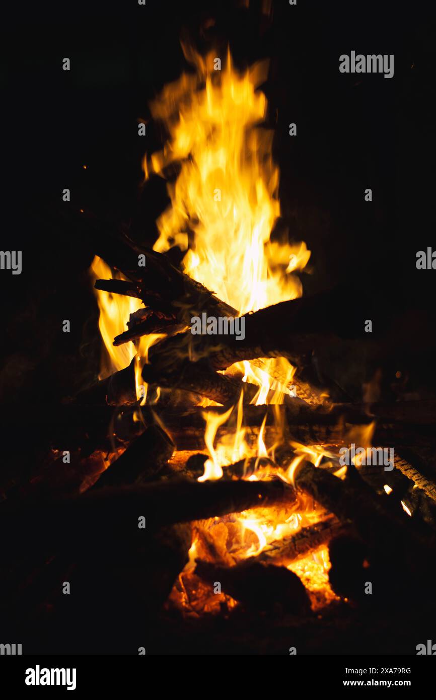 Bonfire campfire burning in night hi-res stock photography and images ...