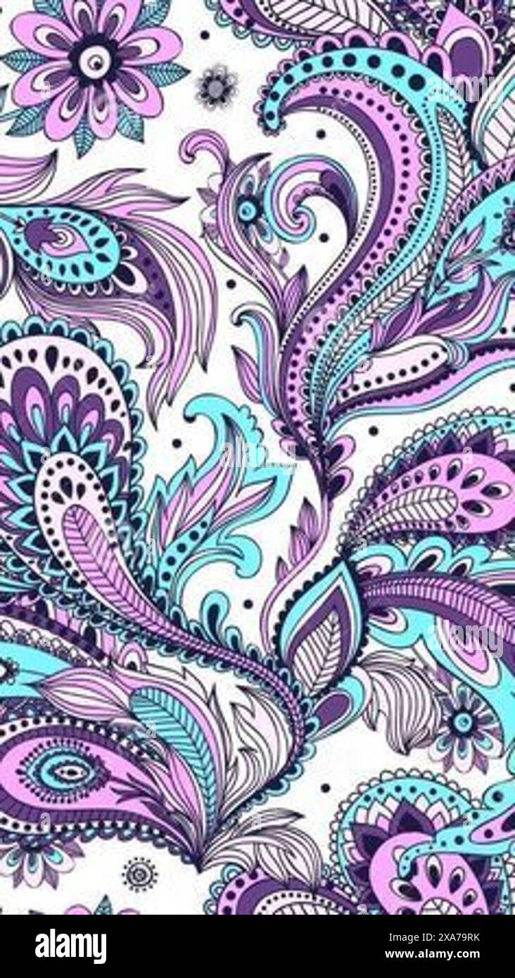 Intricate white background with abstract paisley pattern Stock Photo ...