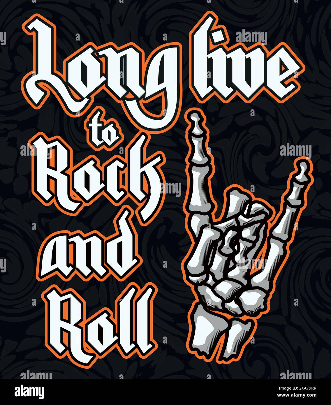 A skeleton human hand with rock music symbol knowed as horns up with ...