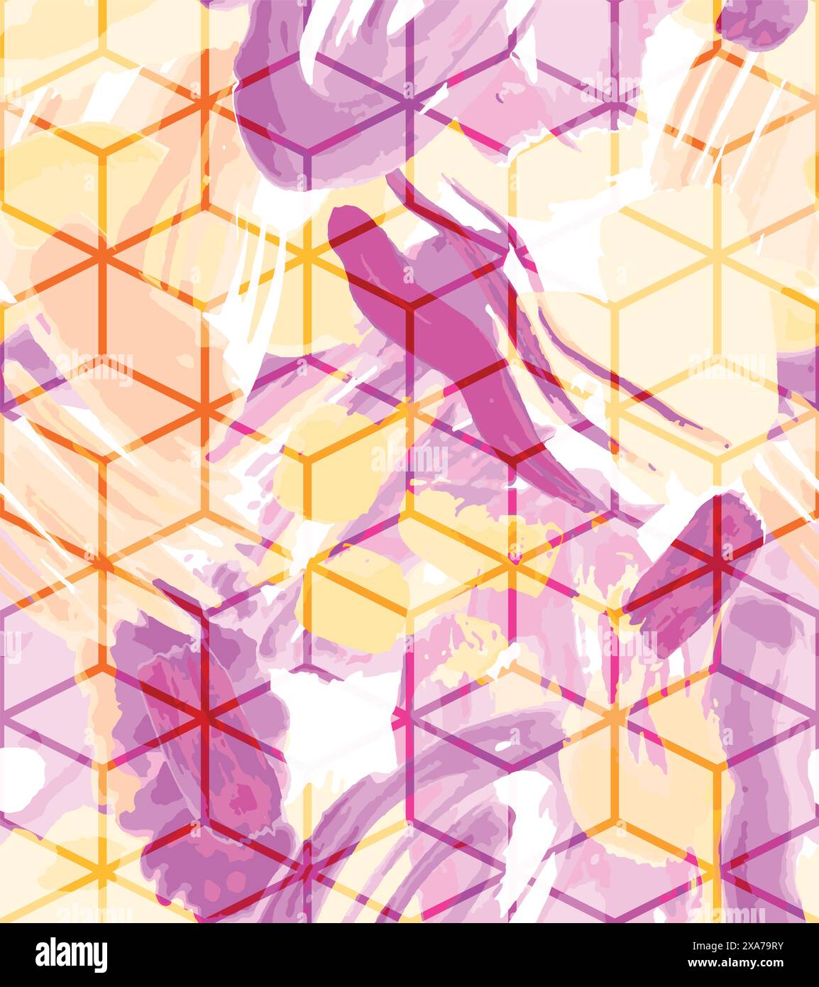 Cube grid water color effect seamless pattern Stock Vector Image & Art ...