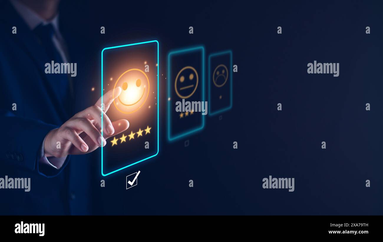 Customer service and Satisfaction ,business man giving Feedback ...