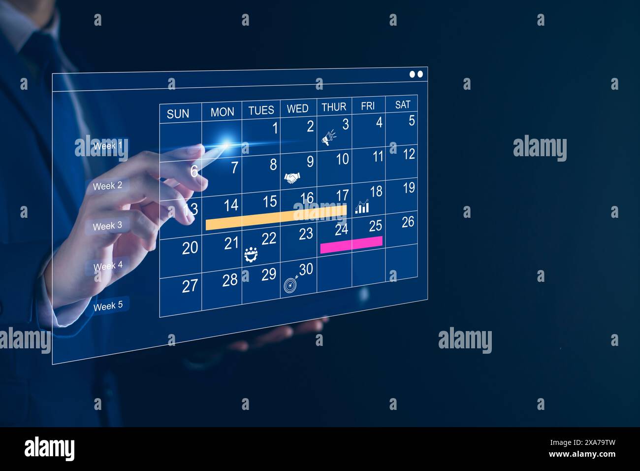 Work planning and business project management concept, virtual calendar ...