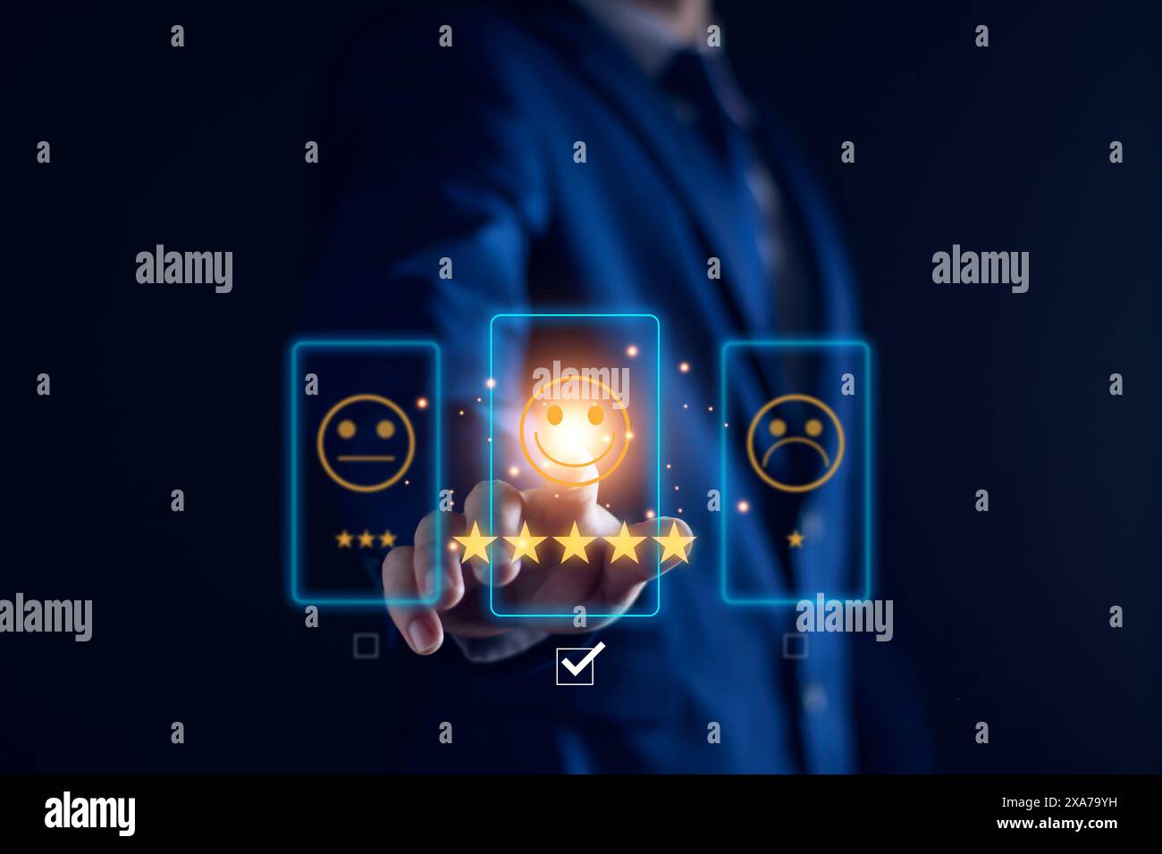 Customer service and Satisfaction ,business man giving Feedback ...