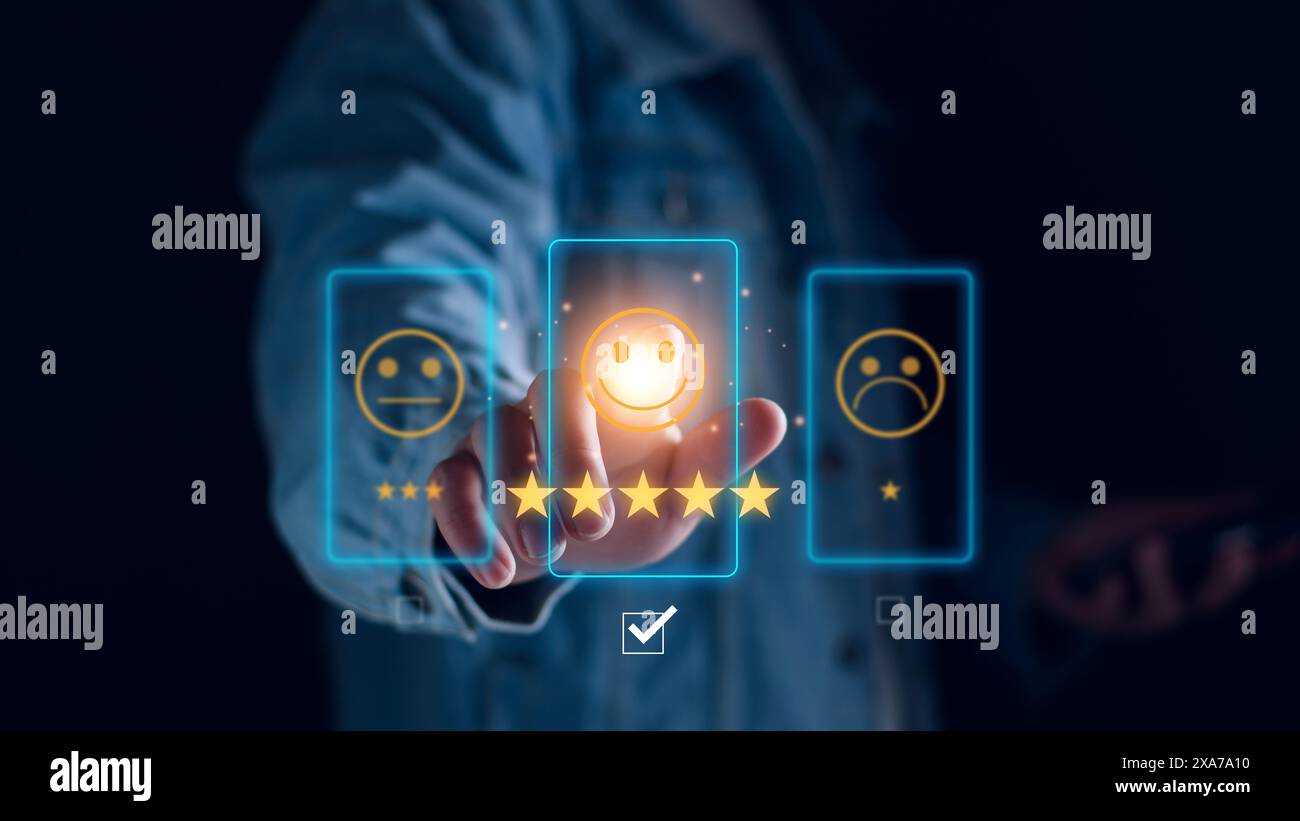 Customer service and Satisfaction ,business man giving Feedback ...