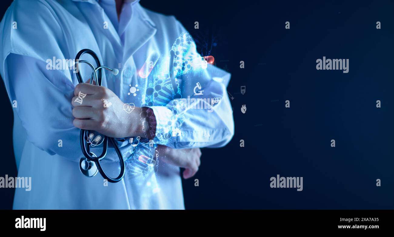 Medicine doctor touching medical global network, Computing electronic ...