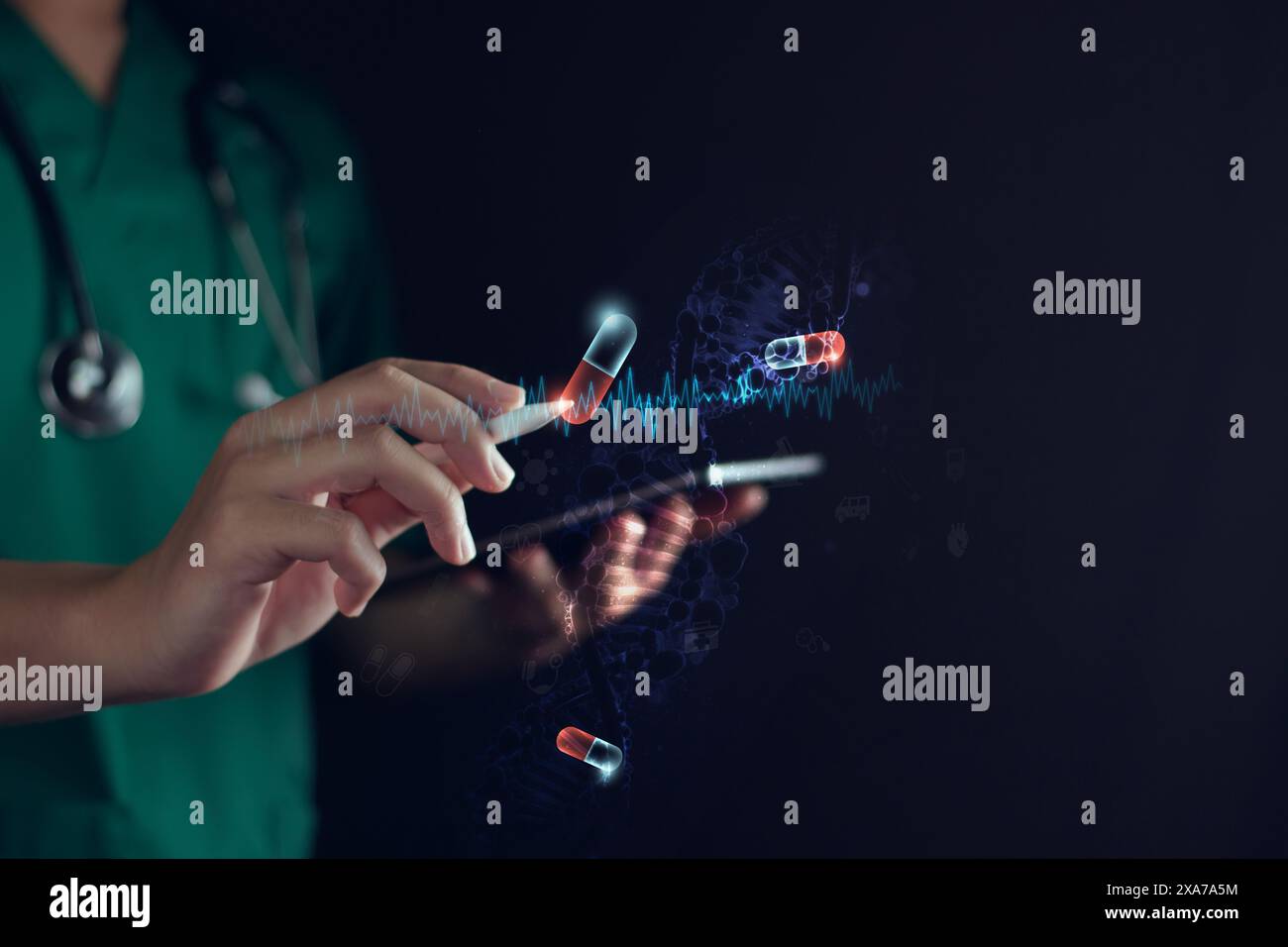 Medicine doctor touching medical global network, Computing electronic ...