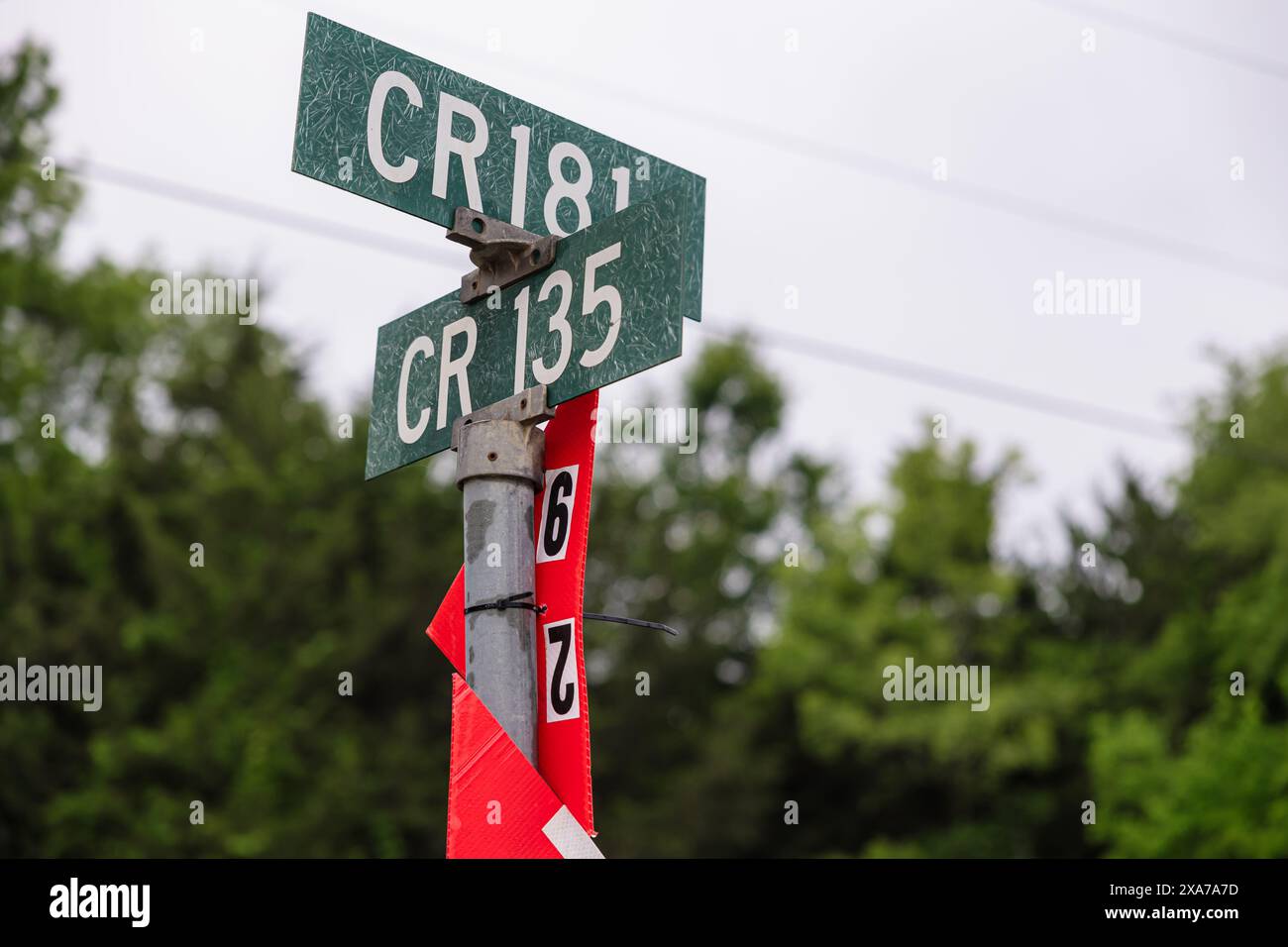 Two street signs mounted on top of a traffic sign Stock Photo - Alamy