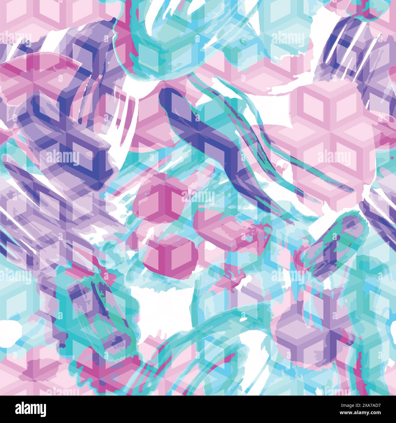 Seamless isometric cube grid Stock Vector Images - Alamy