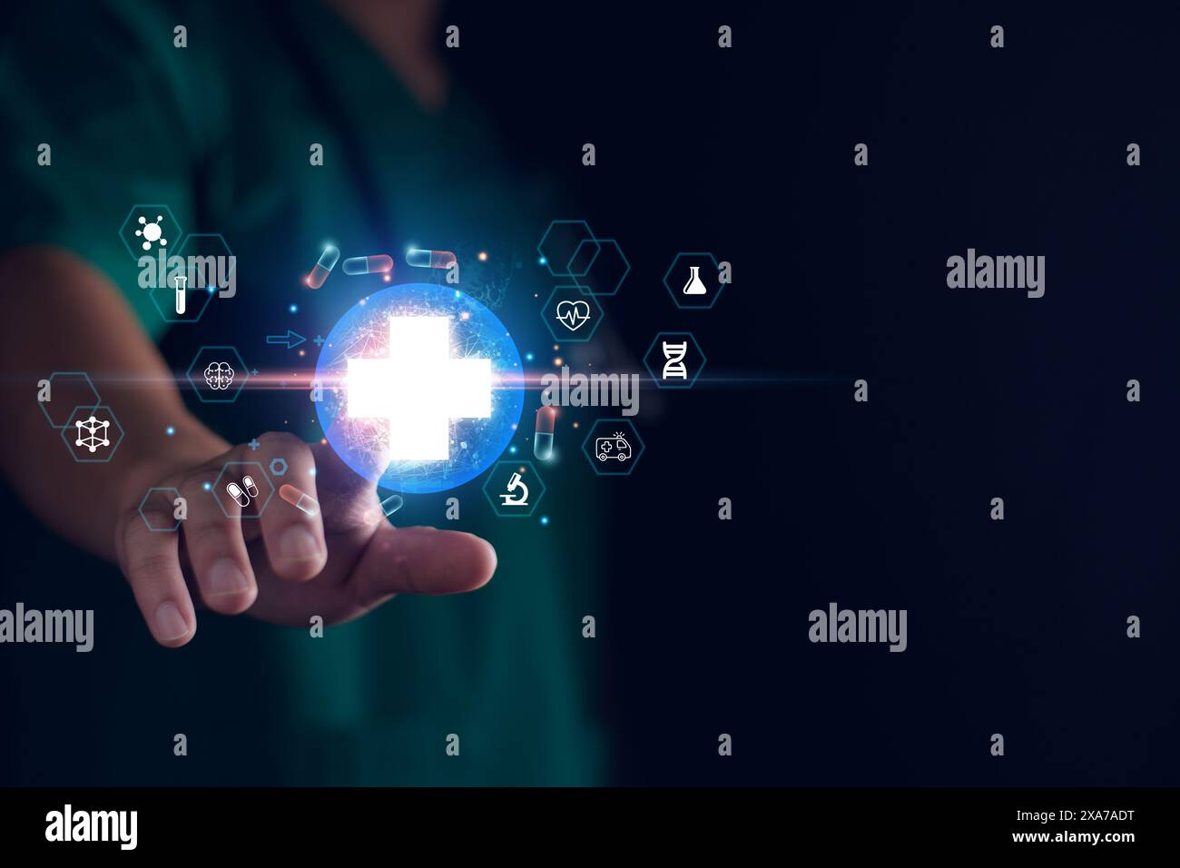 Medicine doctor touching medical global network, Computing electronic ...