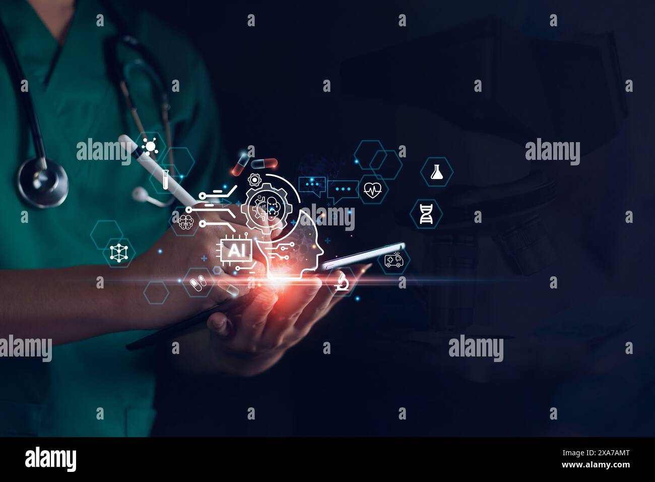 Medical technology, doctor use AI robots for diagnosis, care, and ...