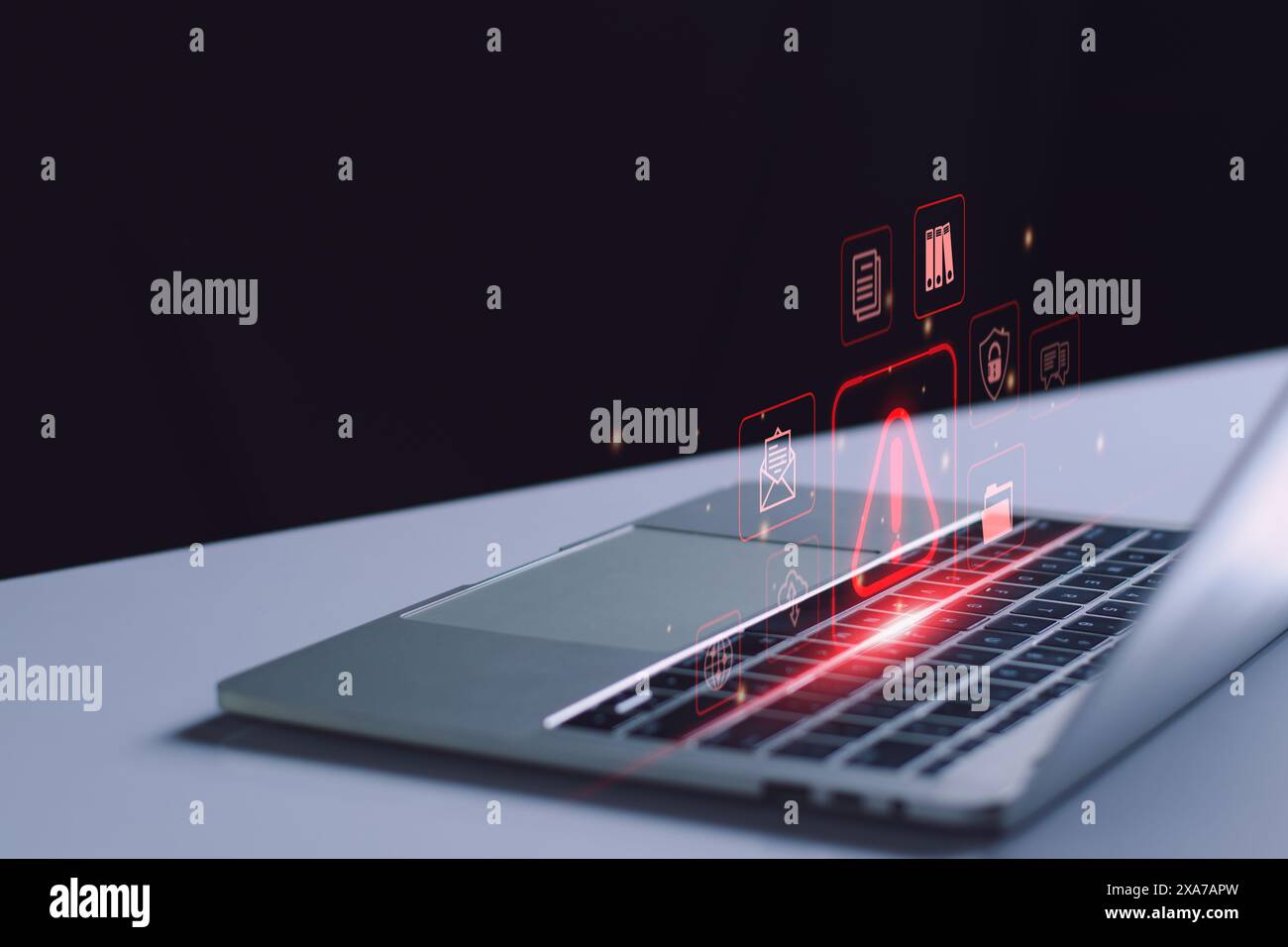 System warning hacked alert, cyber attack on computer network. programmer, Businessman staff ...