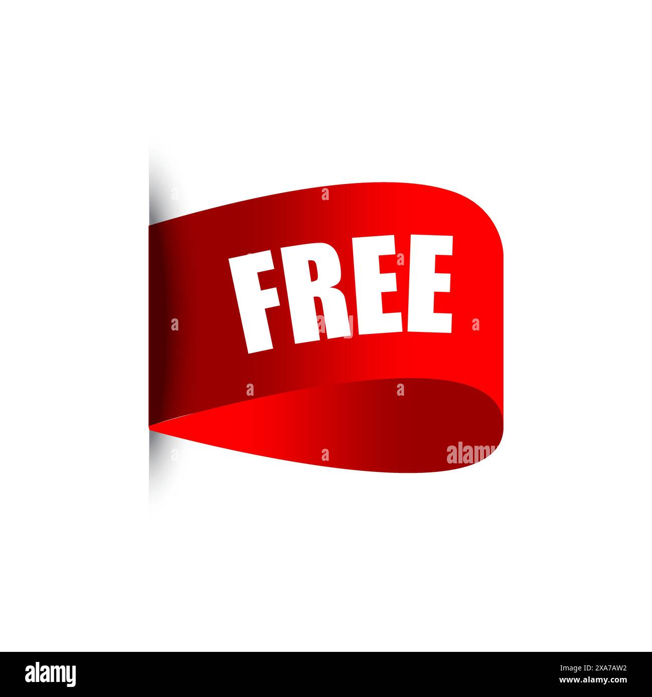 Free label icon. Red ribbon banner. Promotional tag. Vector ...