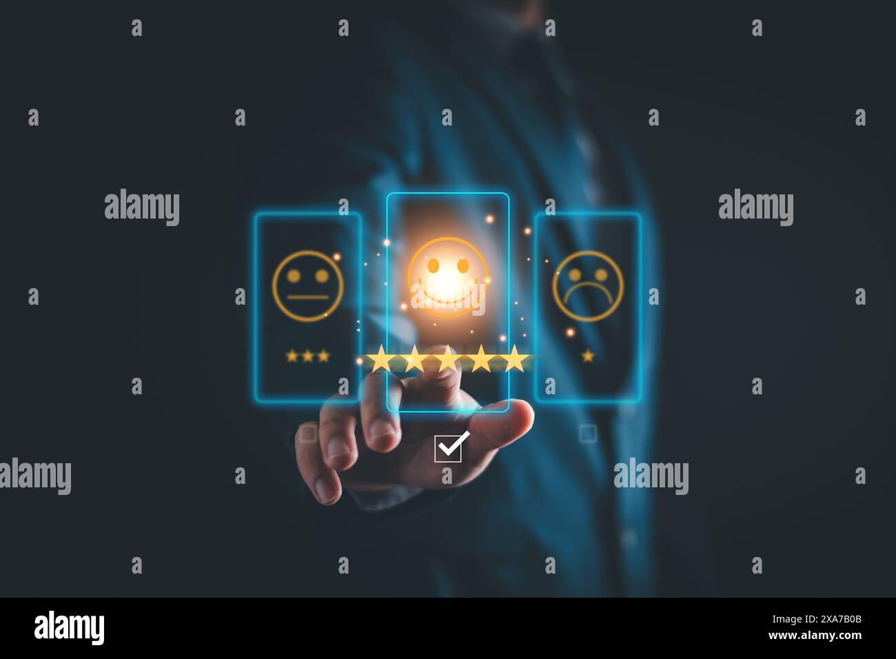 Customer service and Satisfaction ,business man giving Feedback ...