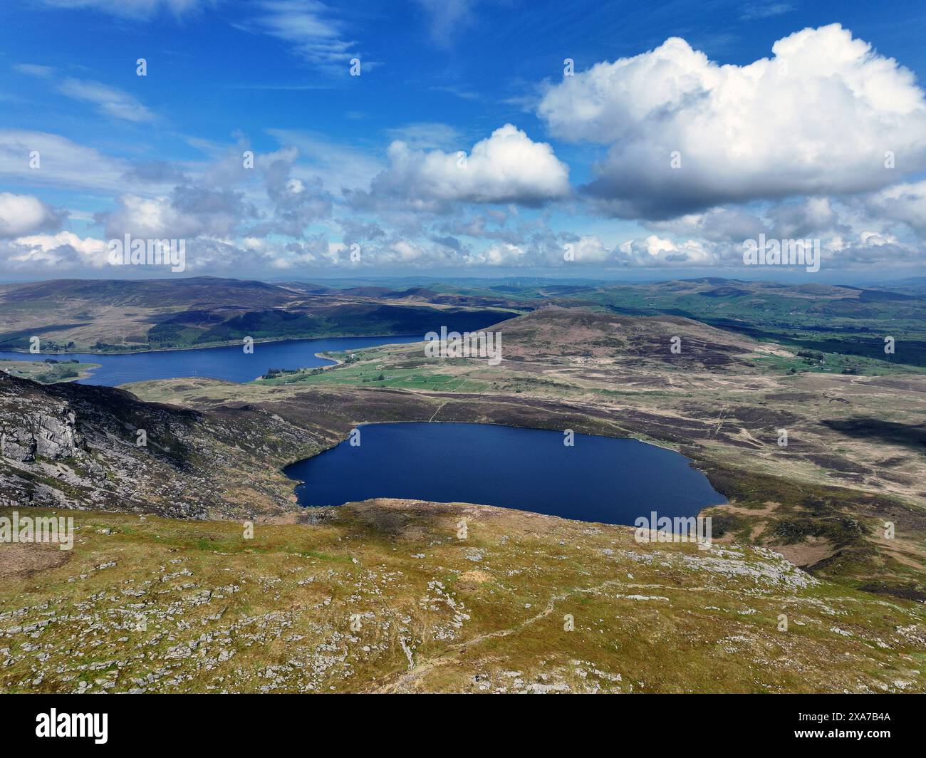 A beautiful landscape of rolling hills and valleys in Arenig Fawr ...