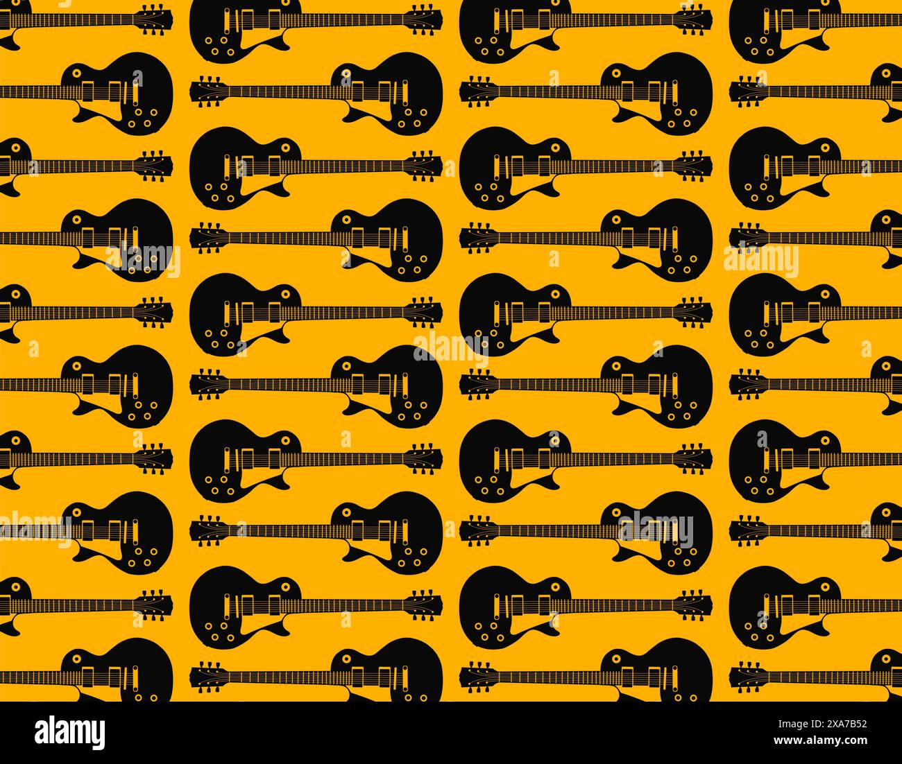 Retro Electric Guitar repetition pattern over yellow background. Music ...