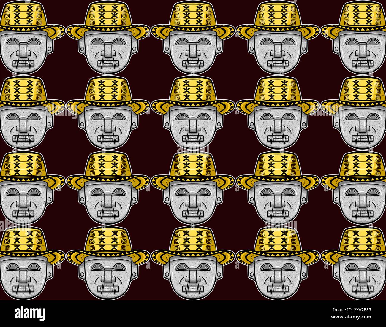 Ancient native colombian pre columbus figure face pattern over a dark ...