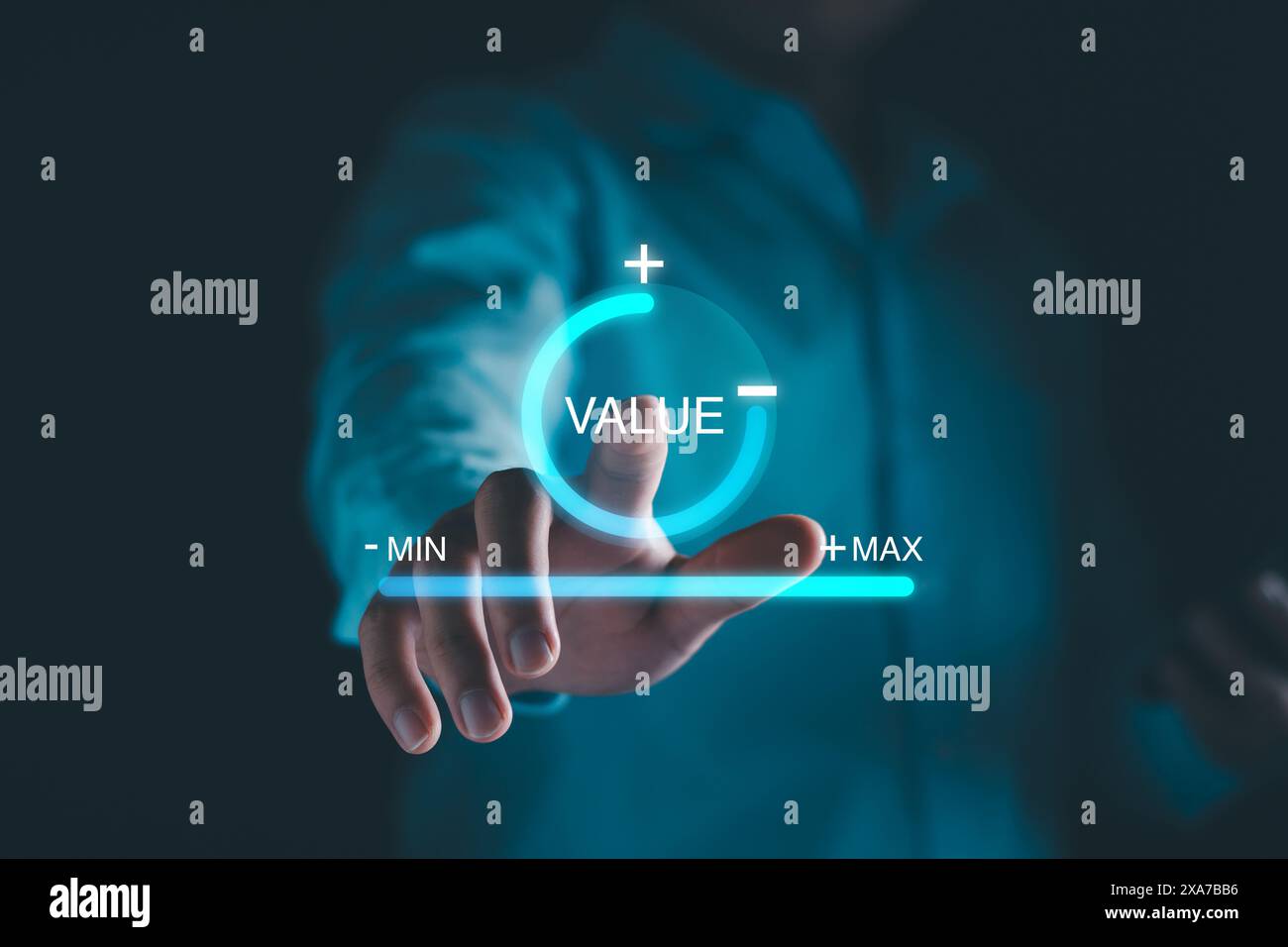 Value added concept. Businessman pulling up increase value added ...