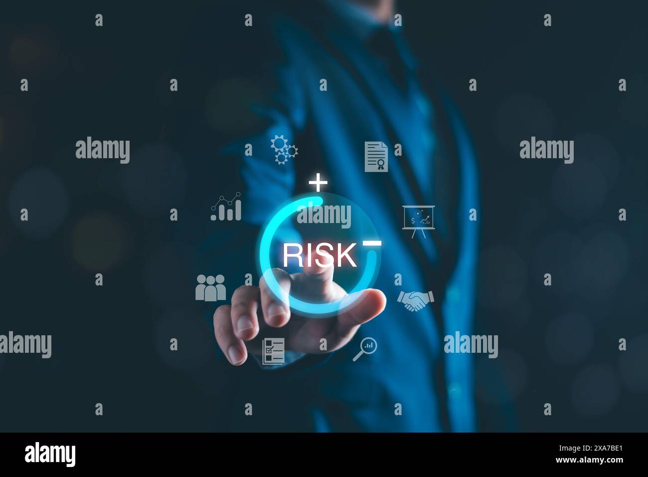 Risk manage, Business risk assessment. Businessman assess investment ...